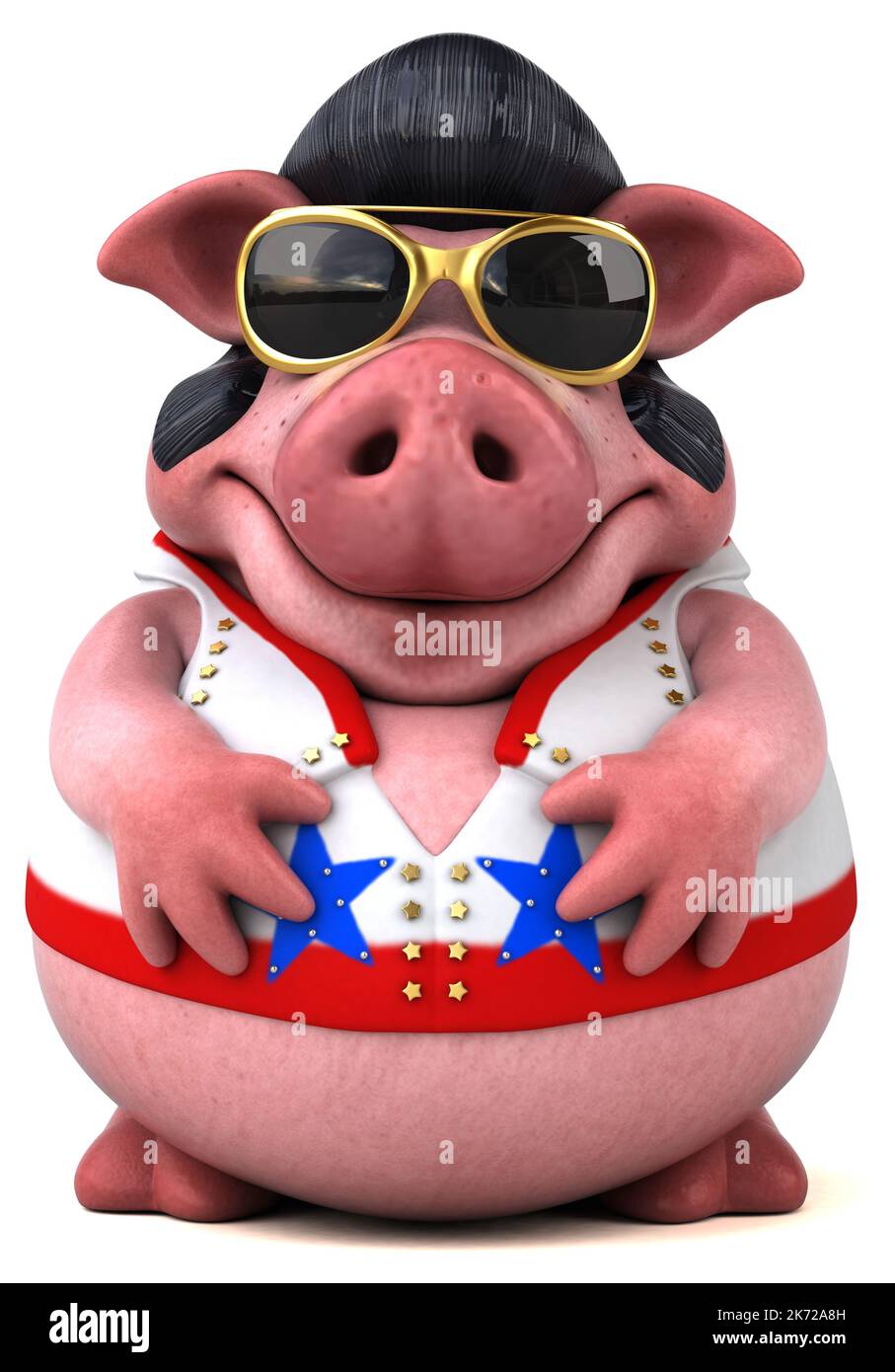 Fun 3D cartoon illustration of a pig rocker Stock Photo - Alamy