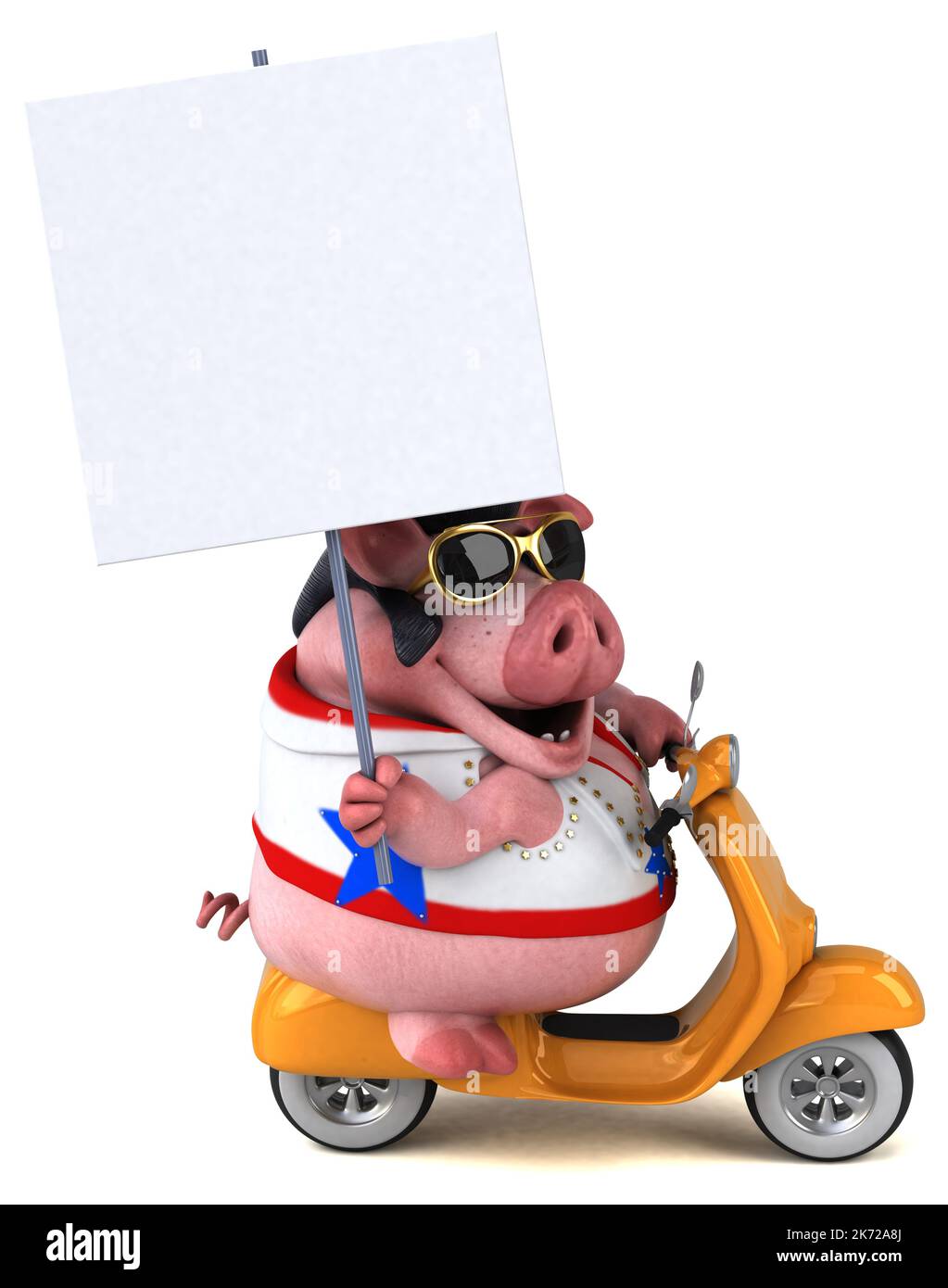 Fun 3D cartoon illustration of a pig rocker Stock Photo - Alamy