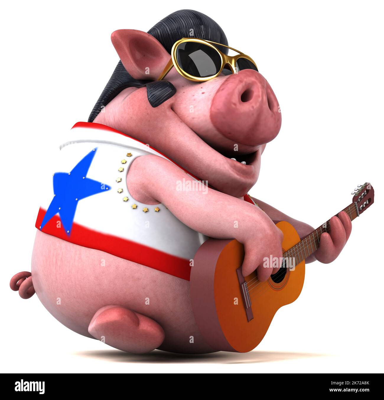Fun 3D cartoon illustration of a pig rocker Stock Photo - Alamy