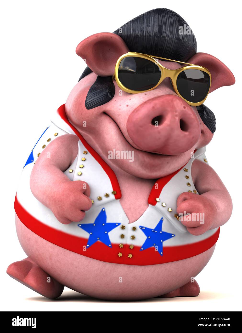 Fun 3D cartoon illustration of a pig rocker Stock Photo - Alamy