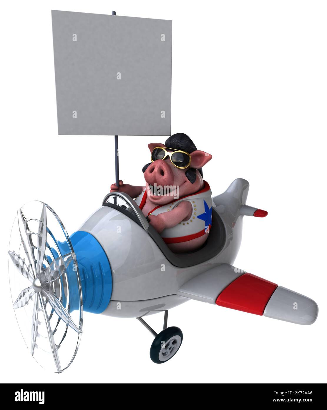 Fun 3D cartoon illustration of a pig rocker Stock Photo - Alamy