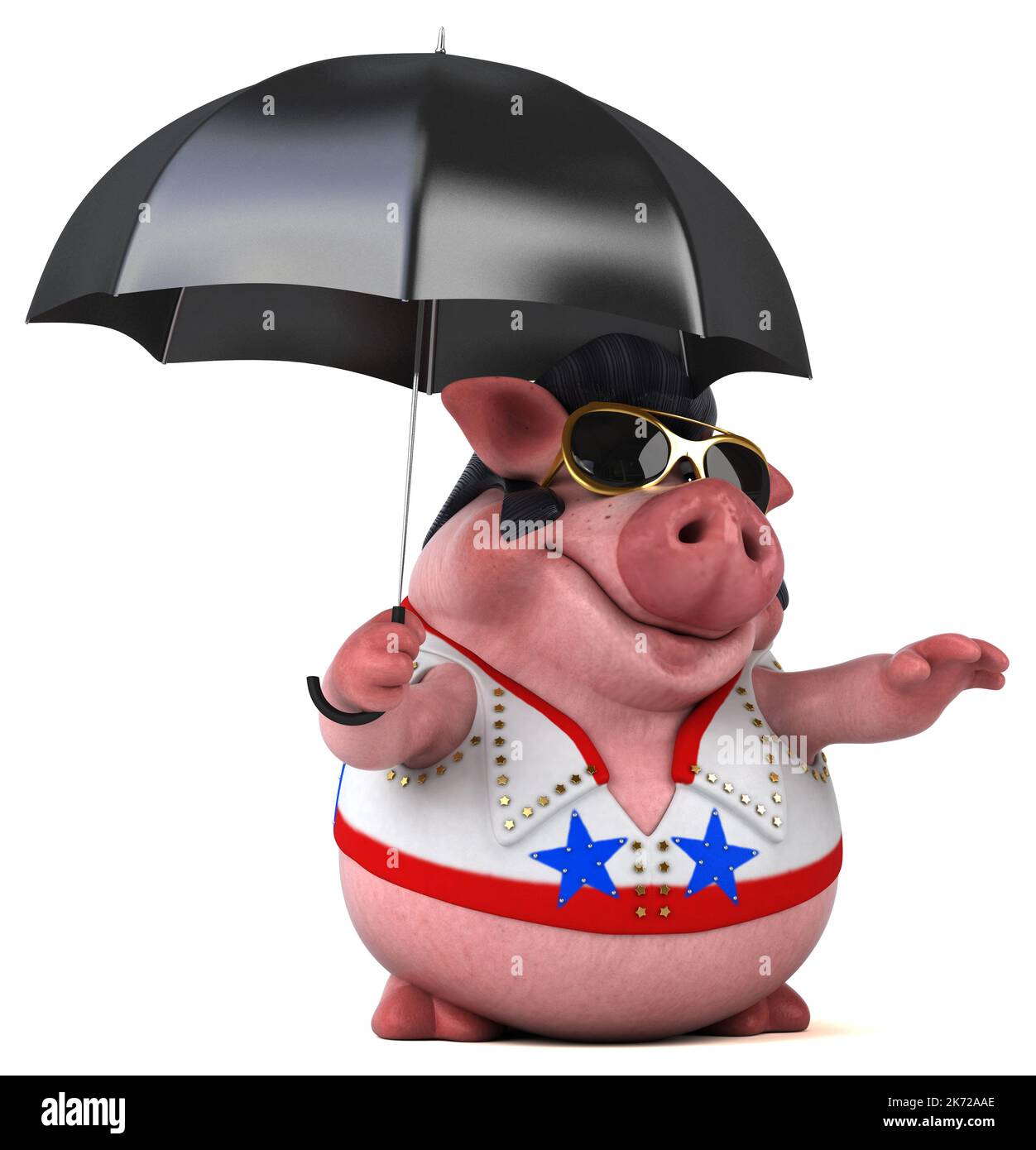 Fun 3D cartoon illustration of a pig rocker Stock Photo - Alamy