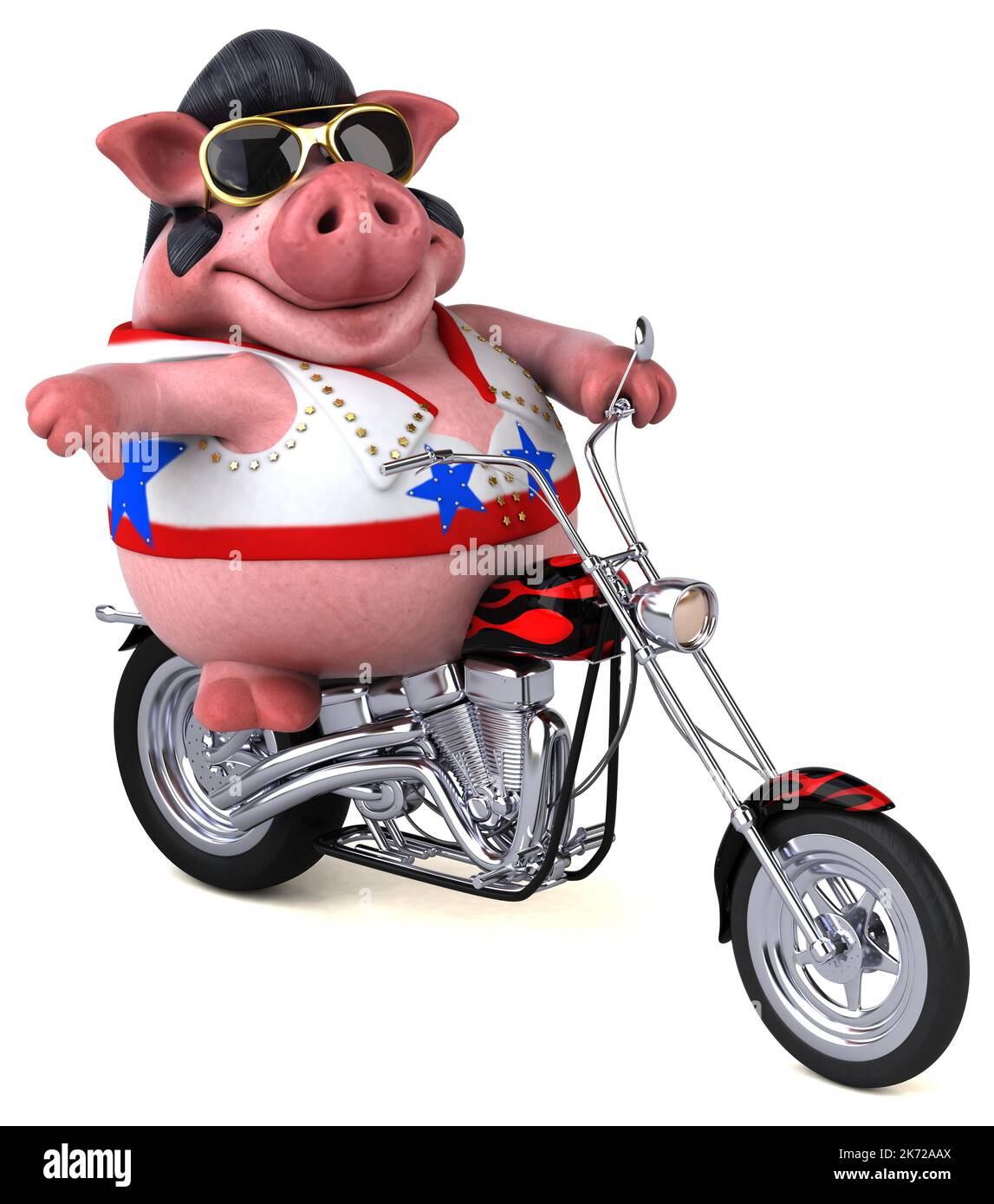 Fun 3D cartoon illustration of a pig rocker Stock Photo - Alamy
