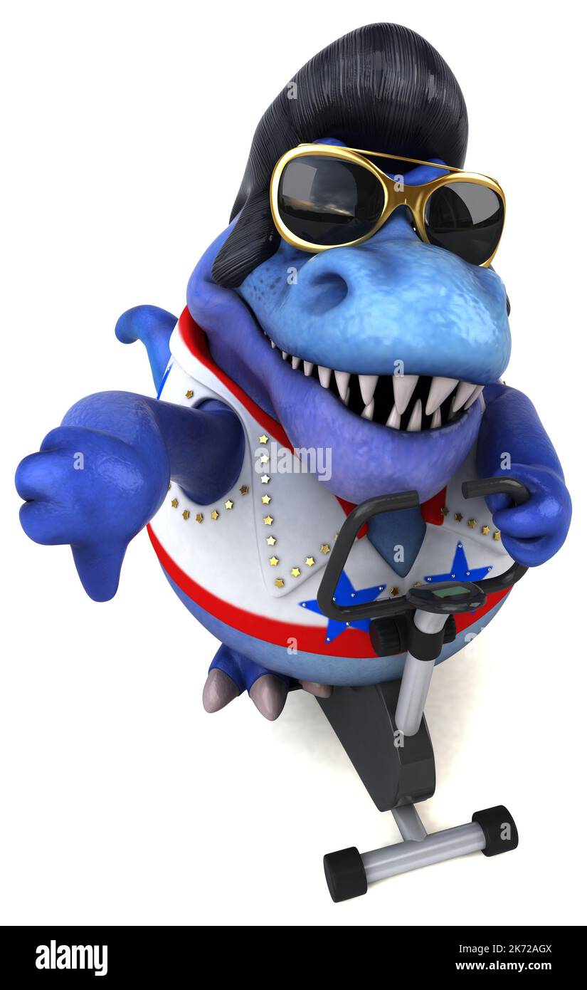 Fun 3D cartoon illustration of a Trex rocker Stock Photo - Alamy