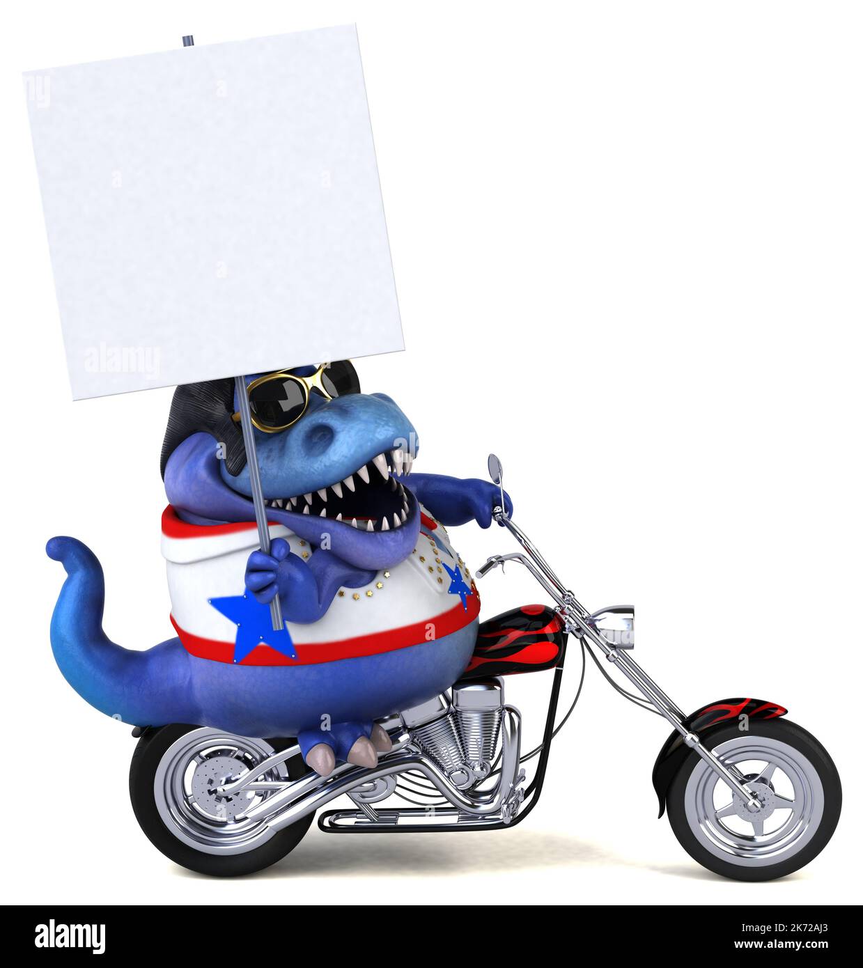 Fun 3D cartoon illustration of a Trex rocker Stock Photo - Alamy