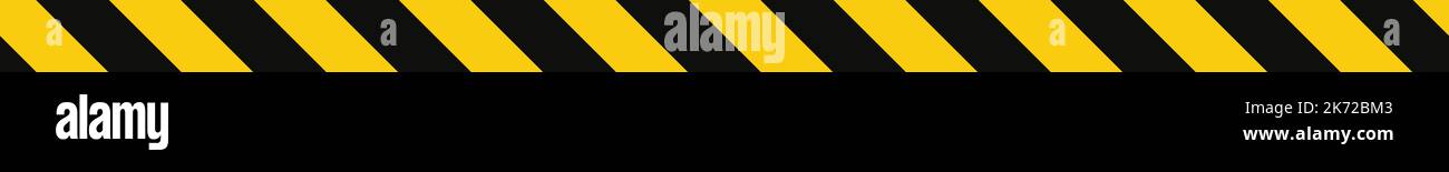 Warning tape with yellow and black diagonal stripes. Warn stop seamless line. Yellow and black ...