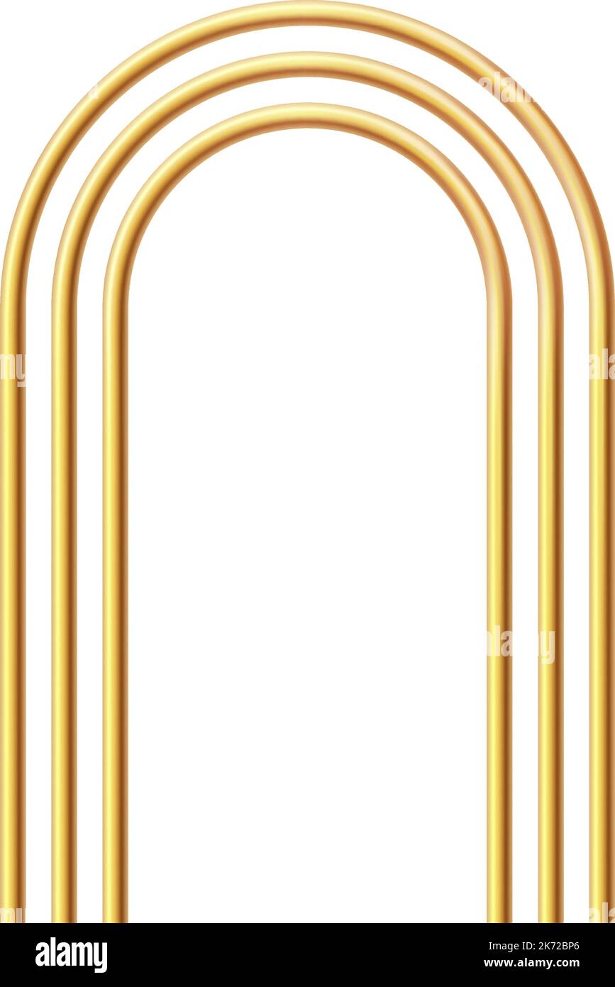 Golden realistic arch. Gold 3d arch frame. Shiny doorway. Blank portal ...