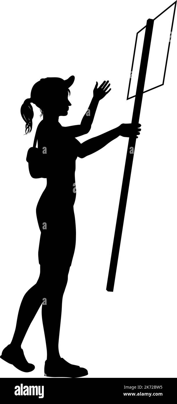 Protest Rally March Picket Sign Silhouette Person Stock Vector Image ...