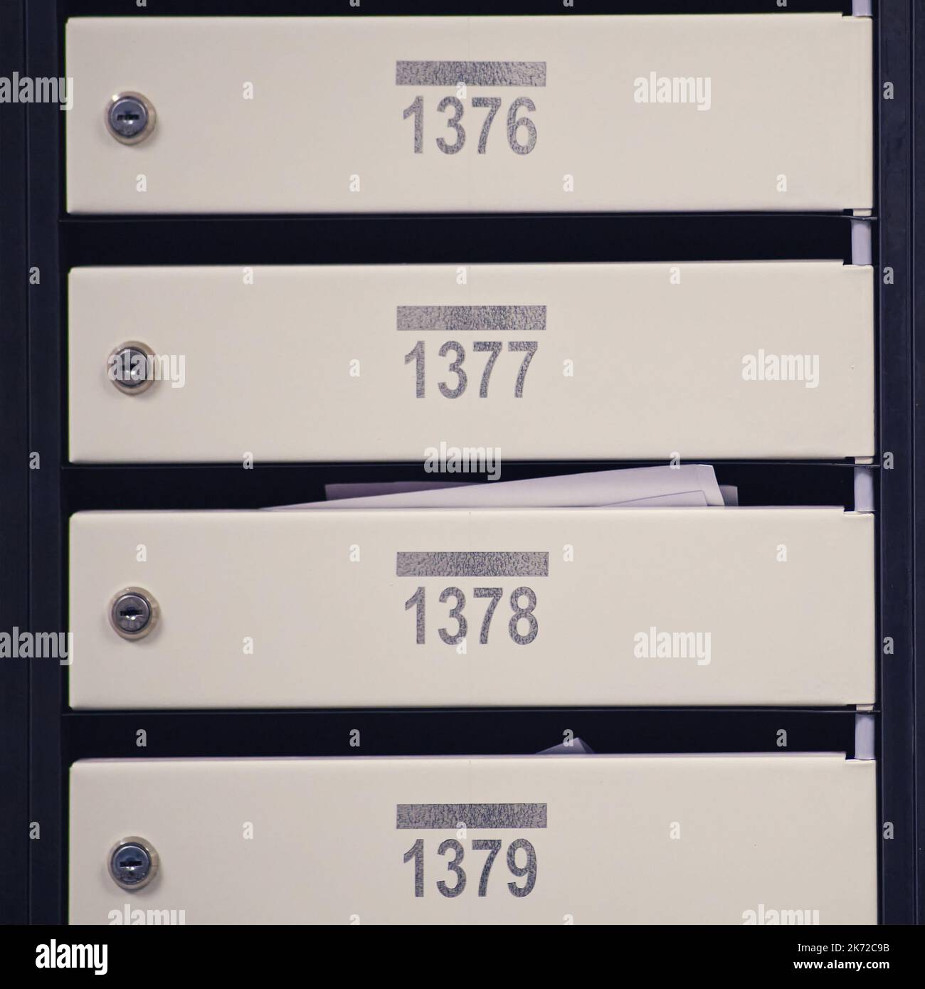 Rows of mailboxes in the lobby of an apartment building, A lot of ...