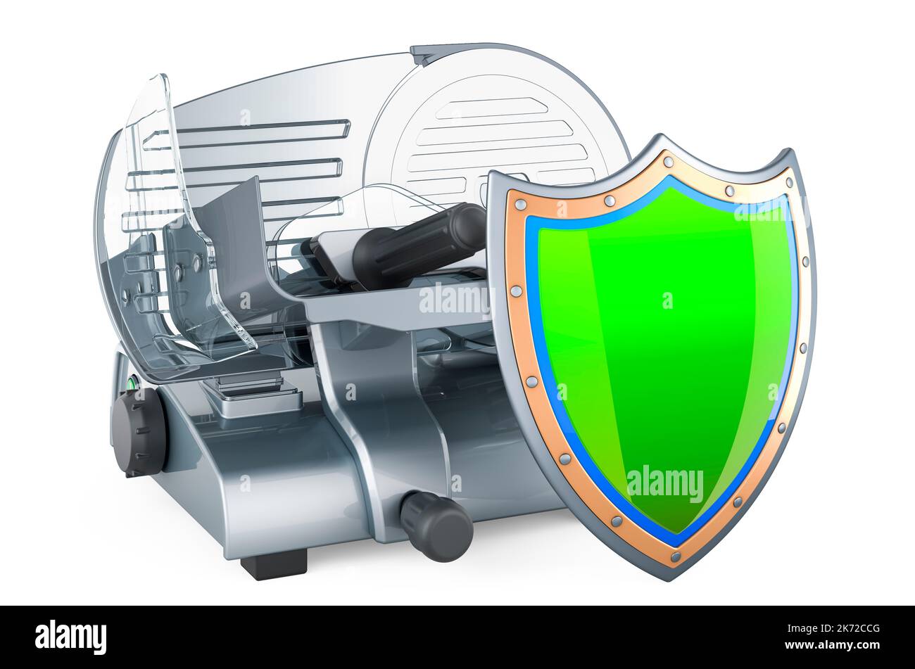 Slicing machine with shield, 3D rendering isolated on white background ...