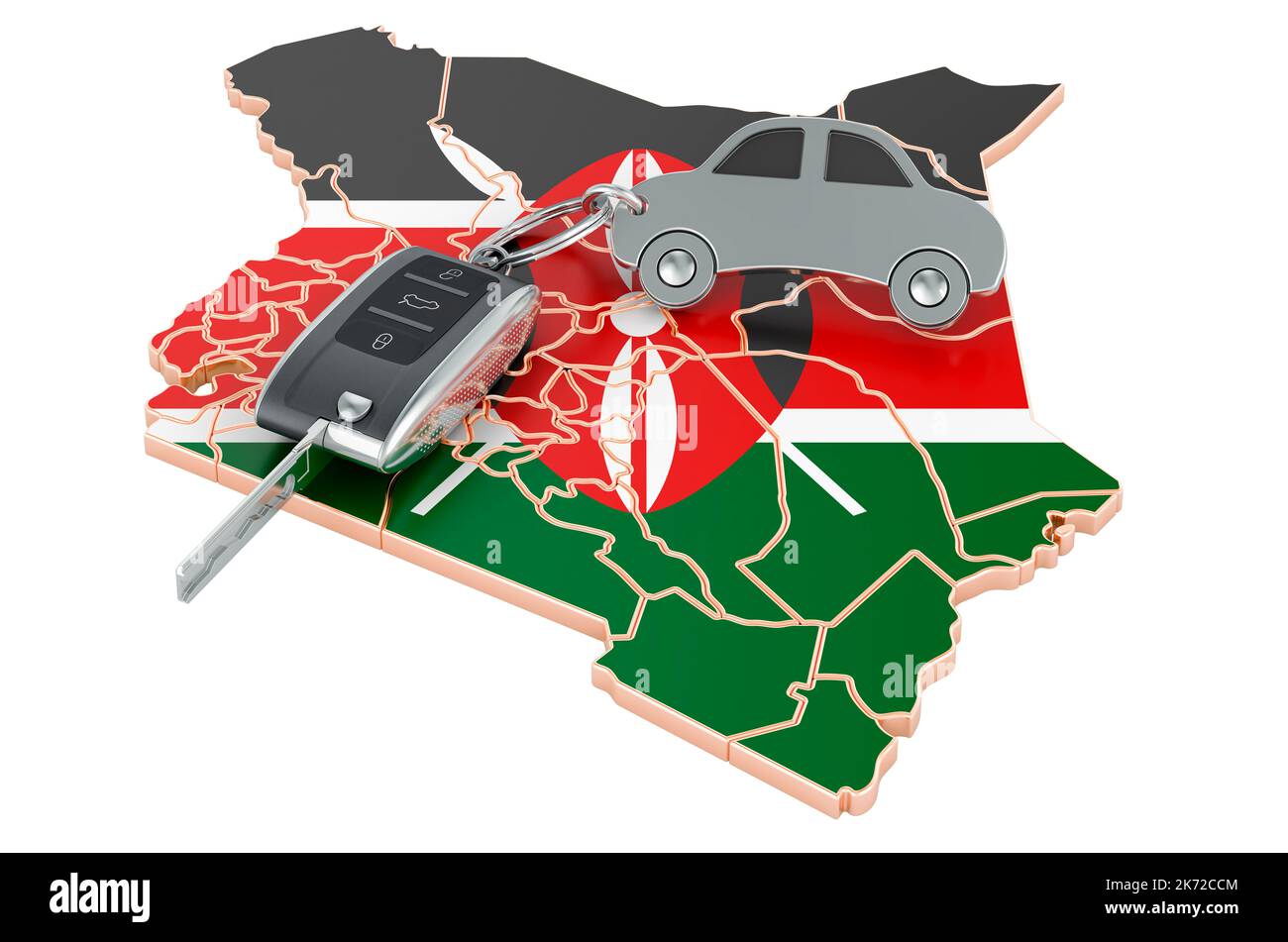 Sale or rent car in Kenya concept, 3D rendering isolated on white ...