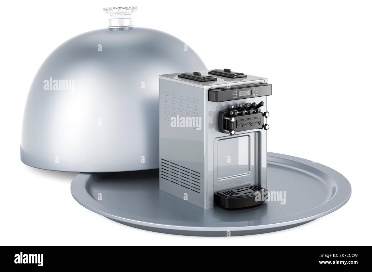 Restaurant cloche with commercial ice cream machine, 3D rendering isolated on white background ...