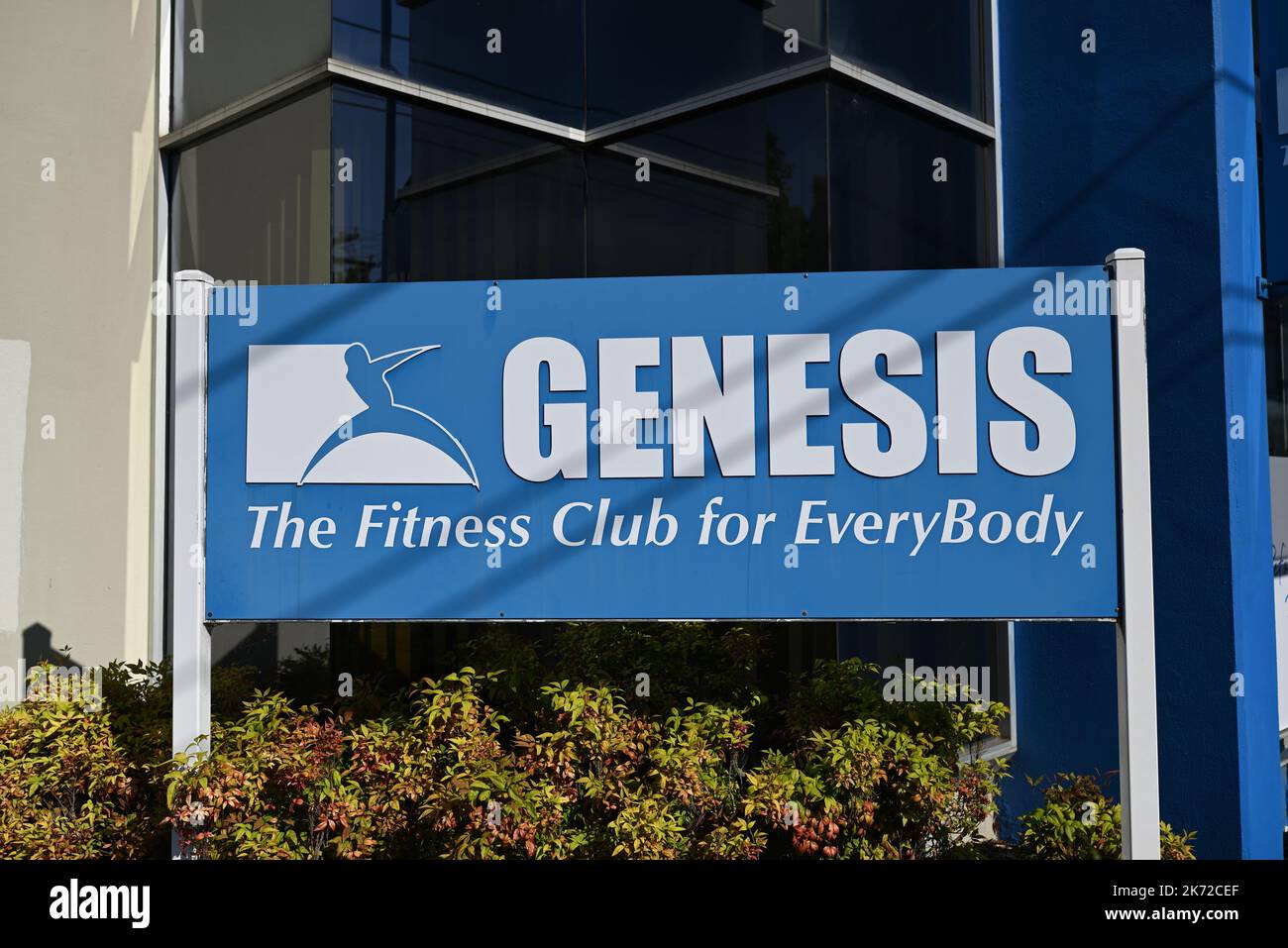 Blue sign outside Genesis Health and Fitness Caulfield, during a sunny ...