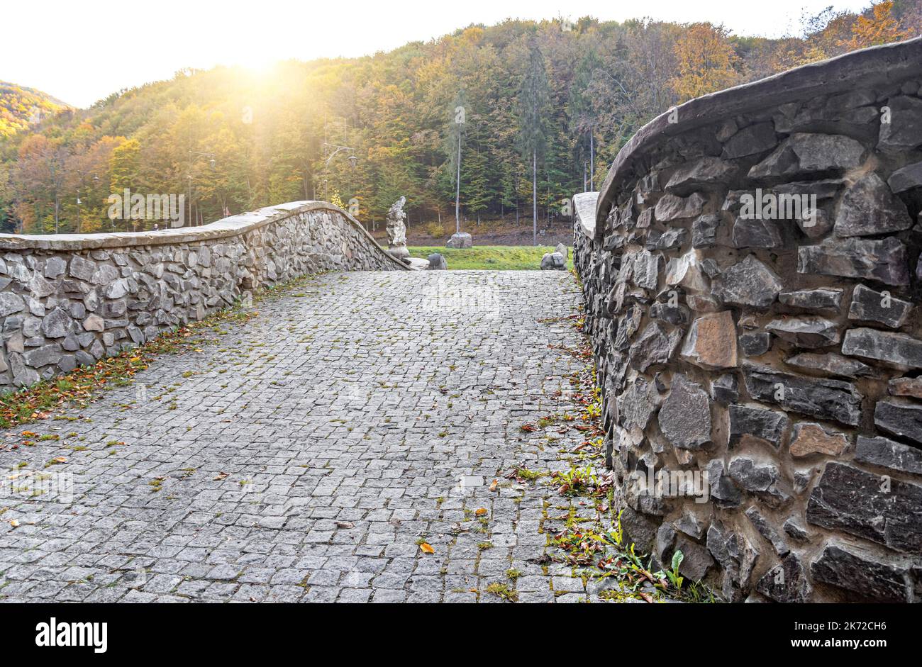 Medieval bridge in the park Stock Photo - Alamy