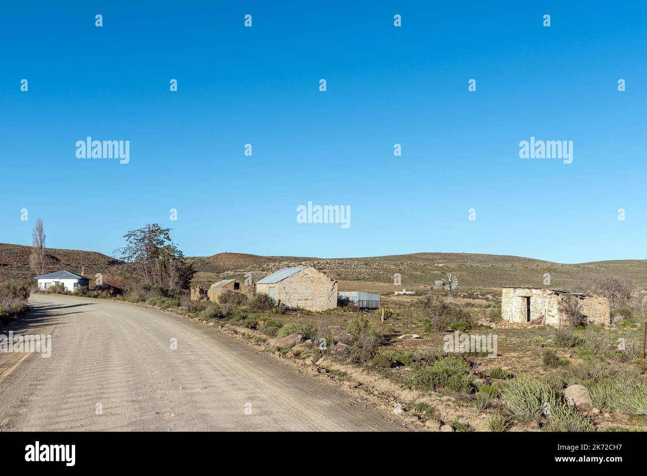 SUTHERLAND, SOUTH AFRICA - SEP 4, 2022: Road landscape at Groenfontein ...