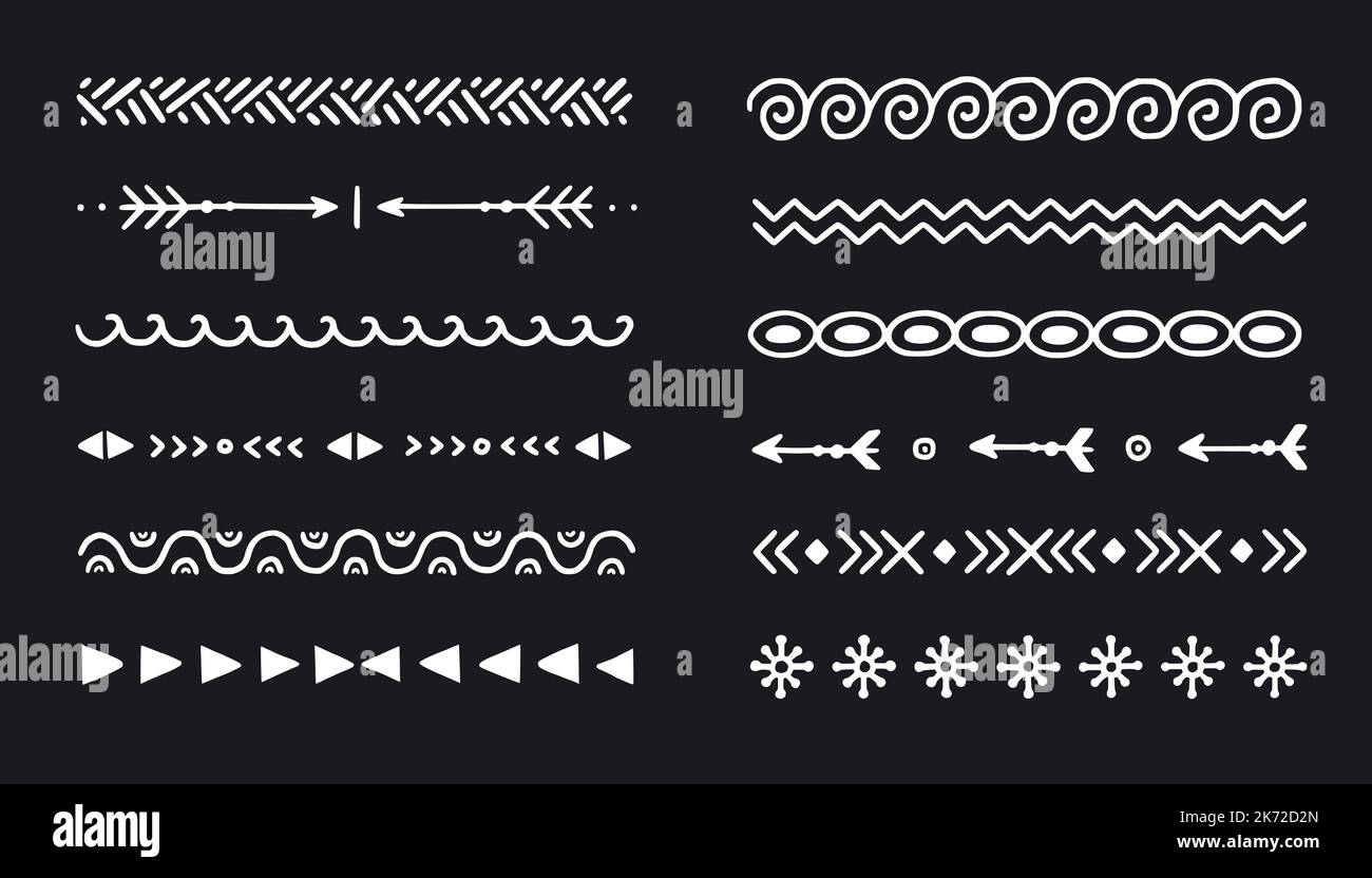 Hand drawn folk motif, ethnic pattern chalkboard set. Peru, mexican ...