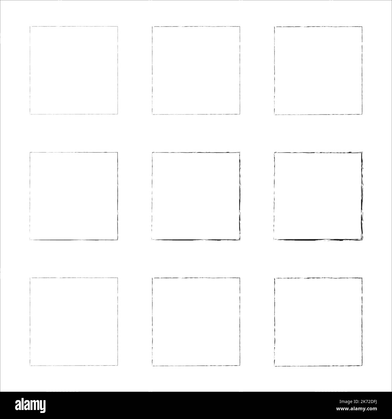 Hand drawn frames. Vector black painted squares. Grunge style set of ...