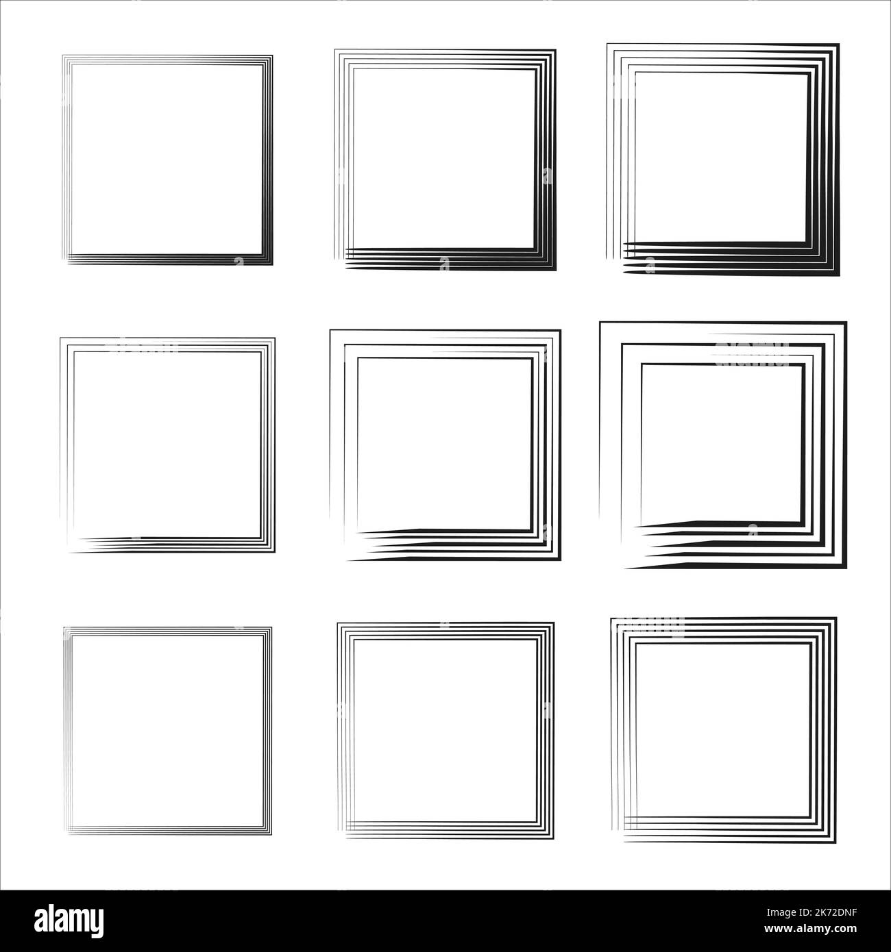 Rectangular vector frame. black square shape borders. Vector borders grunge template set Stock ...