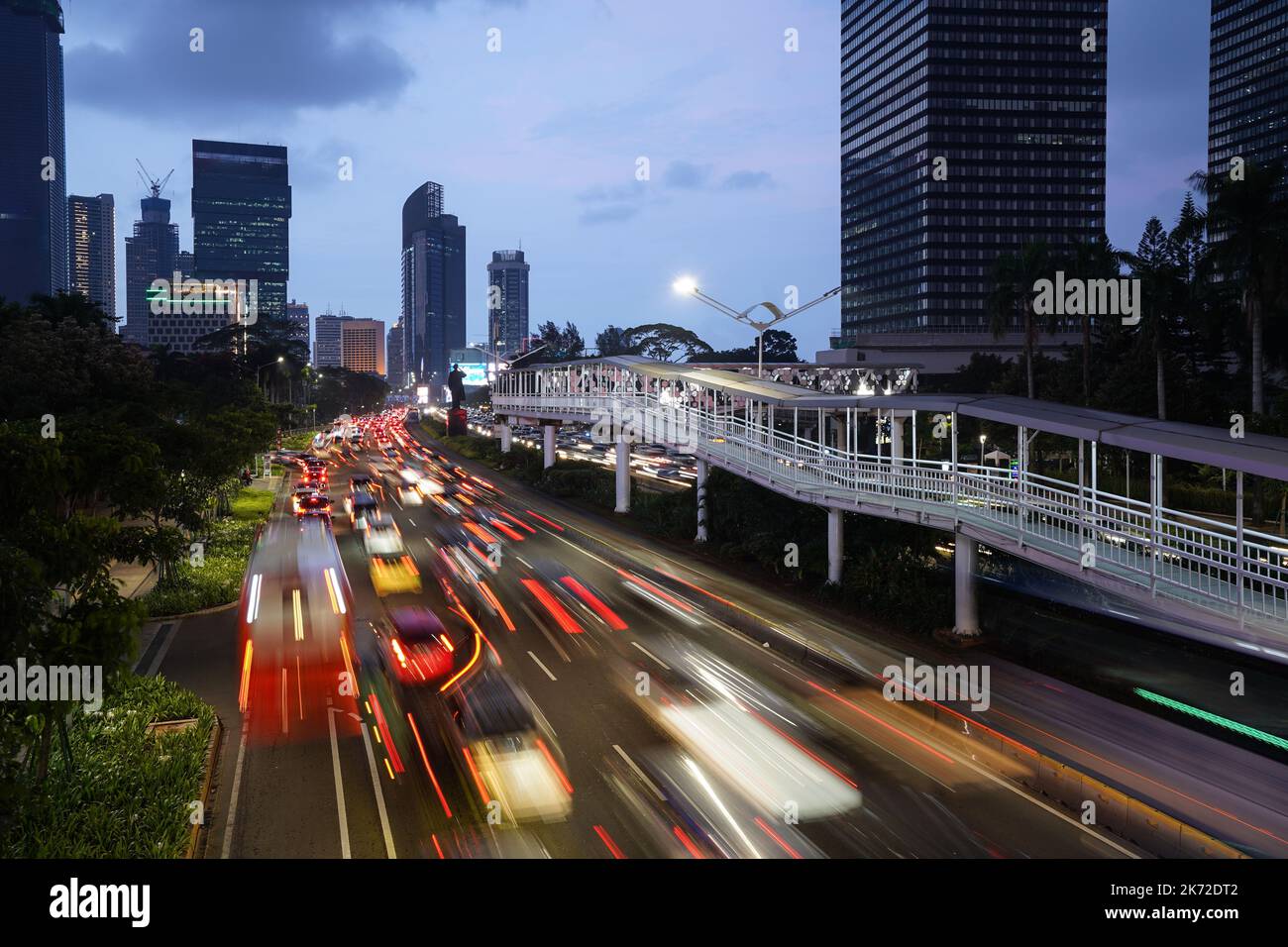 Jakarta, Indonesia: Traffic along the Sudirman avenue in Jakarta ...