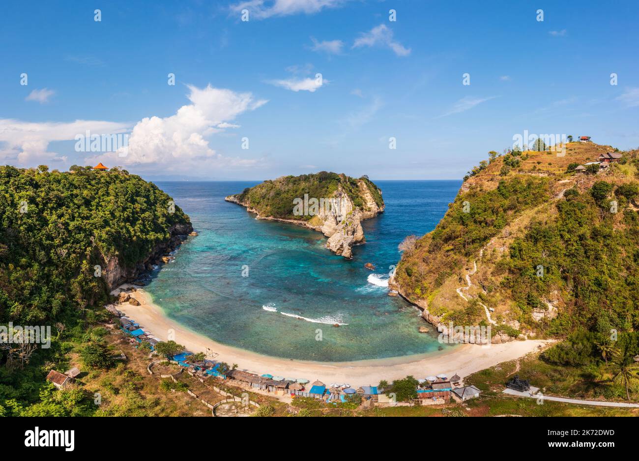 Nusa Penida, Bali: Aerial view of the stunning Atuh beach in Nusua ...