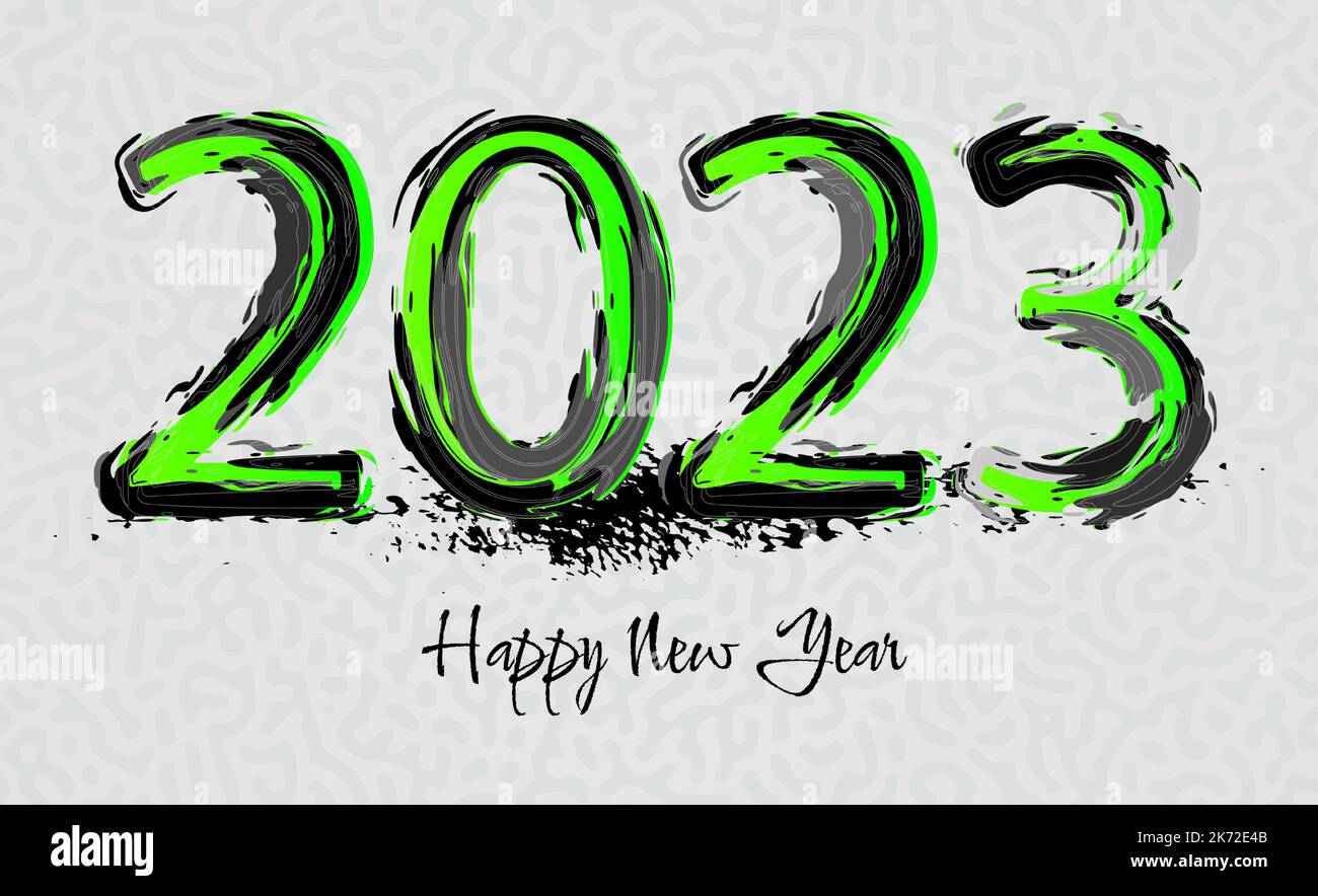 2023 Happy New Year. 2023 numbers. Paint brush strokes design Stock ...