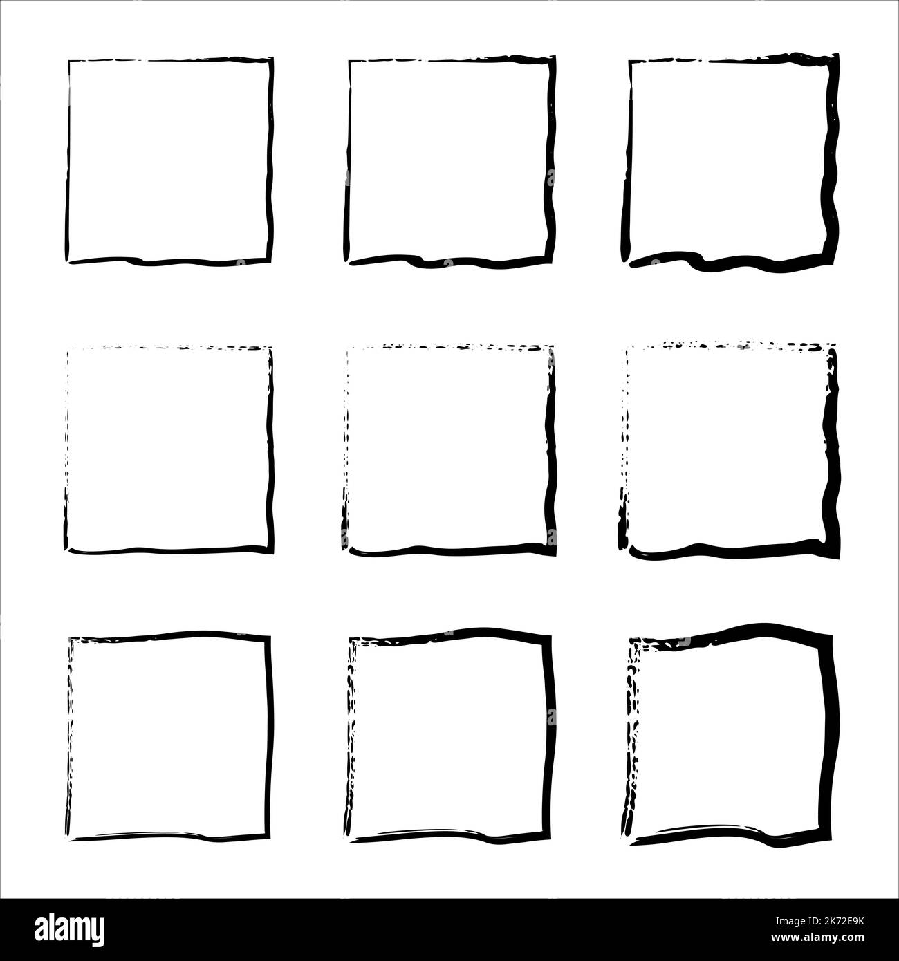 Grunge frames vector set. Handdrawn square frame. Set of design ...