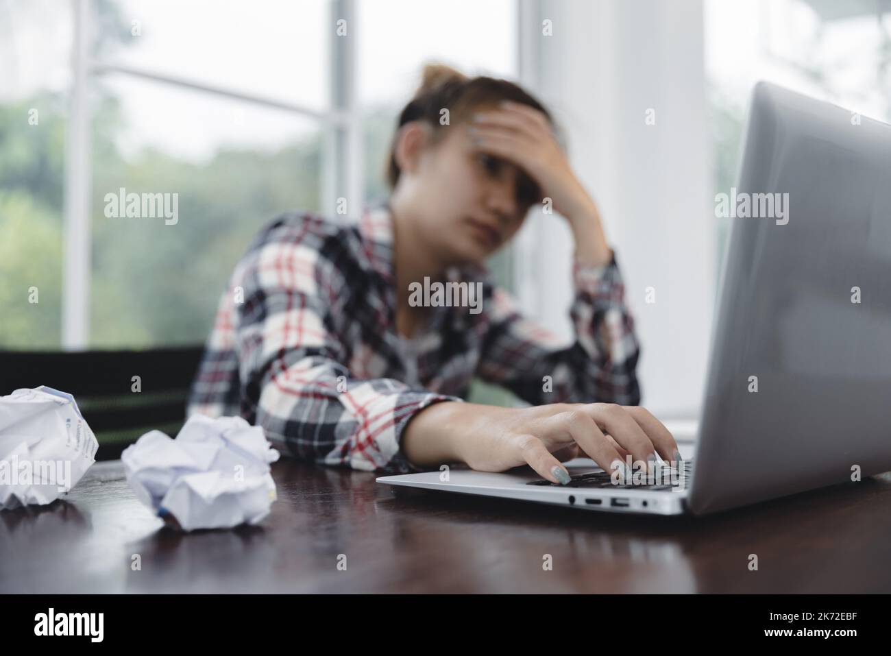 Sad and depressed woman in the deep thought in the office. stress ...