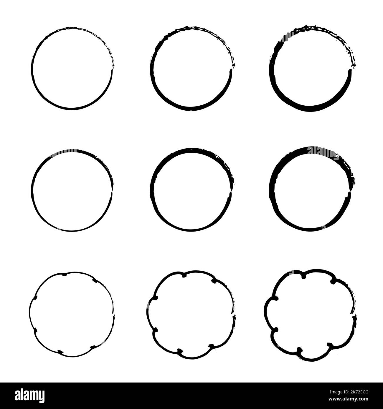 Set of black circles. Round frames in doodle style. Speed lines in ...