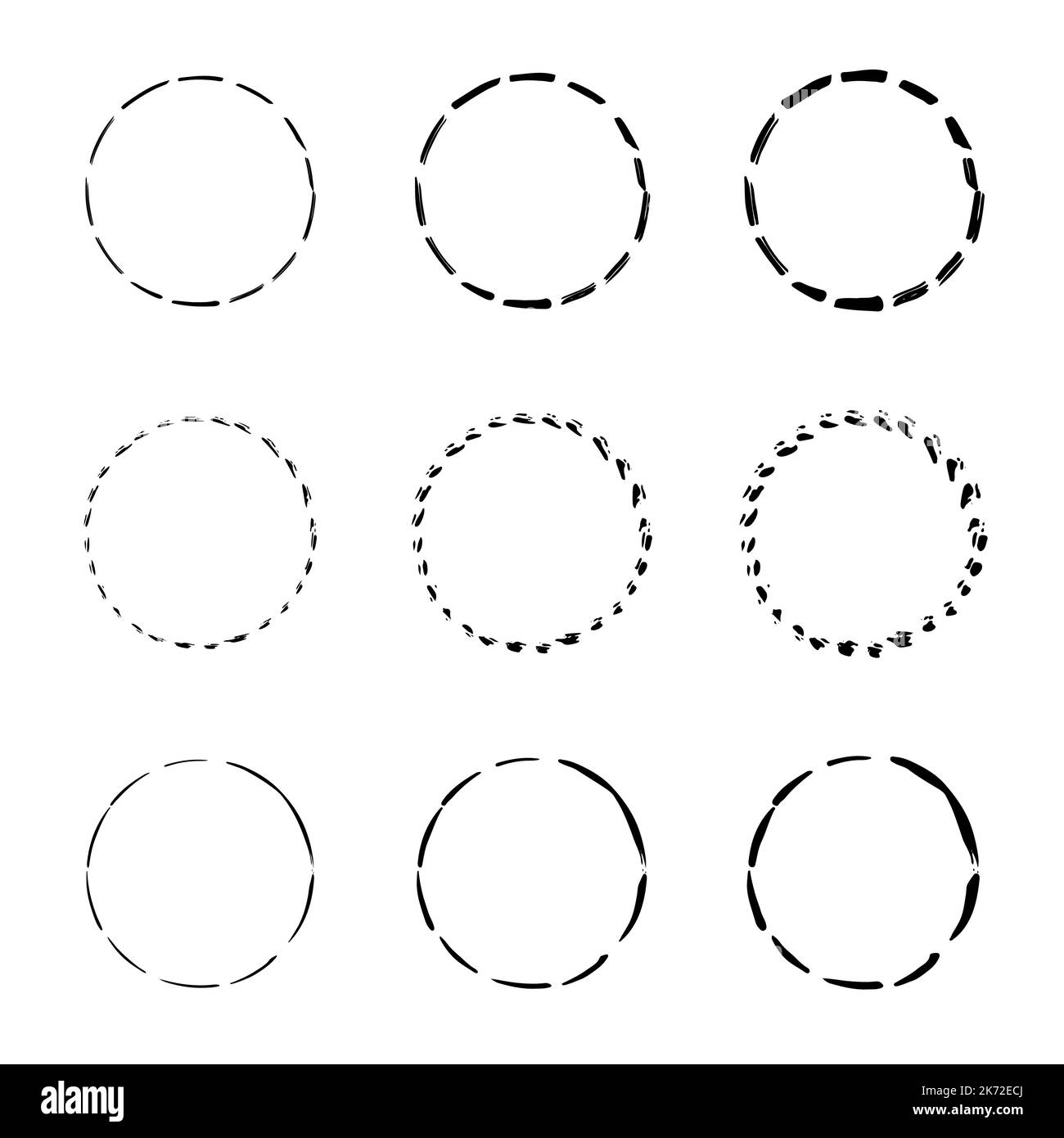 Hand Drawn Circles Sketch Round Frames In Doodle Style Simple Hand Drawn Circle Stock Vector