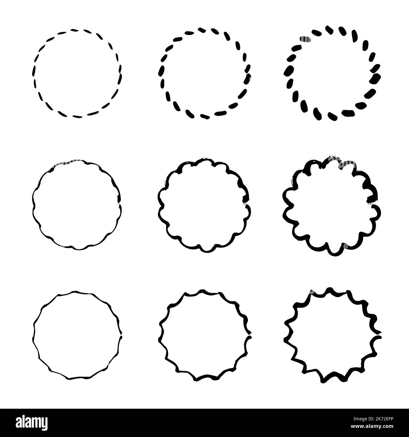 Super set of circles lines. Black Vector doodle ellipses. Doodle ...