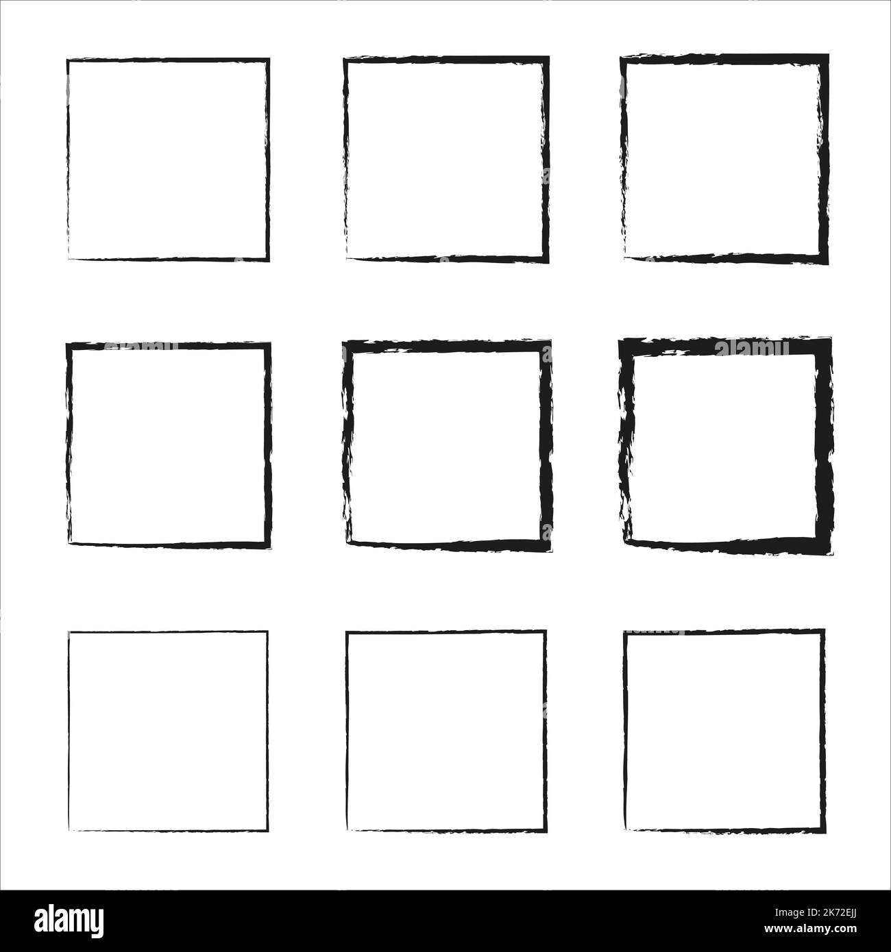 Collection Of Square Black Hand Drawn Grunge Frames Black Square Shape Borders Set Of Design