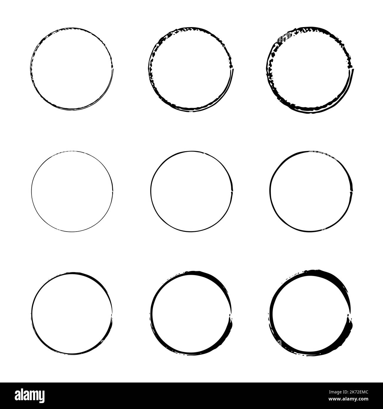 Set of grunge circles. Sketch hand drawn. Doodle circles for design ...