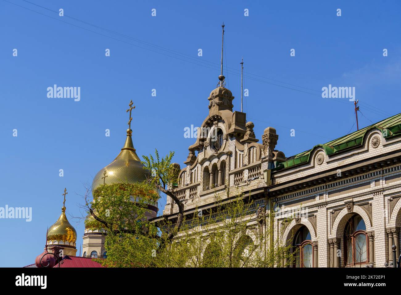 Urban landscape with a view of the beautiful dome of an ancient ...