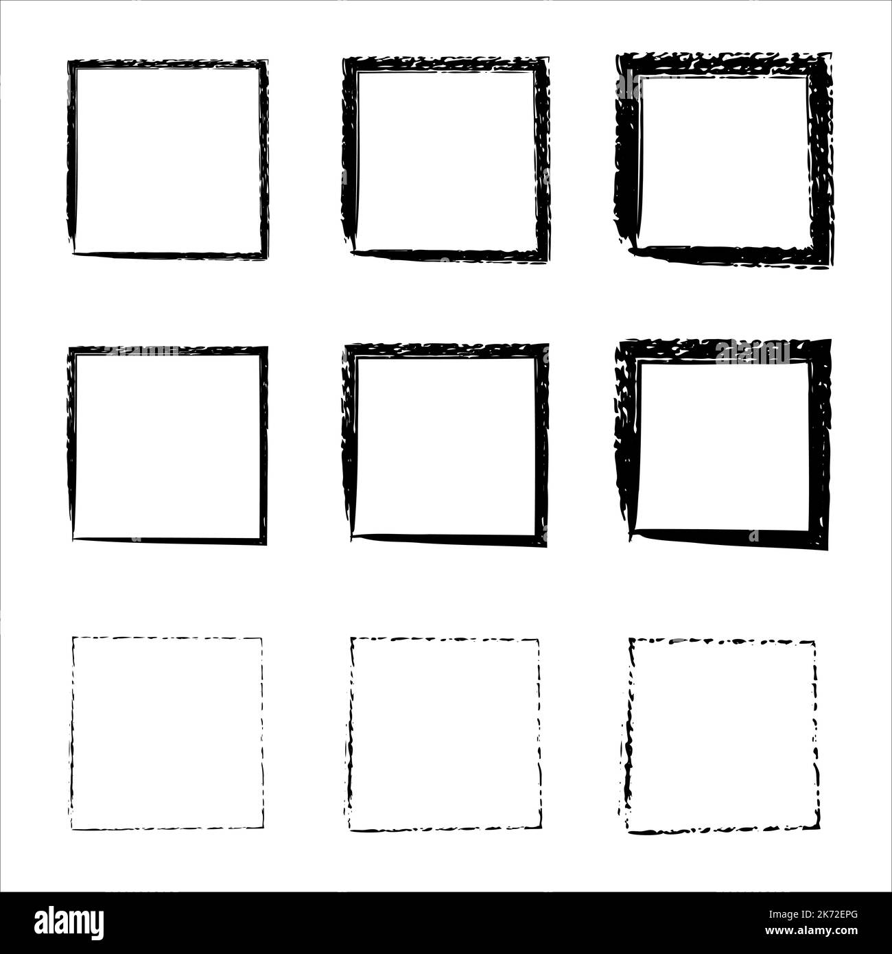 Grunge frames vector set. black square shape borders. Vector borders ... Grunge frames vector set. black square shape borders. Vector borders ...