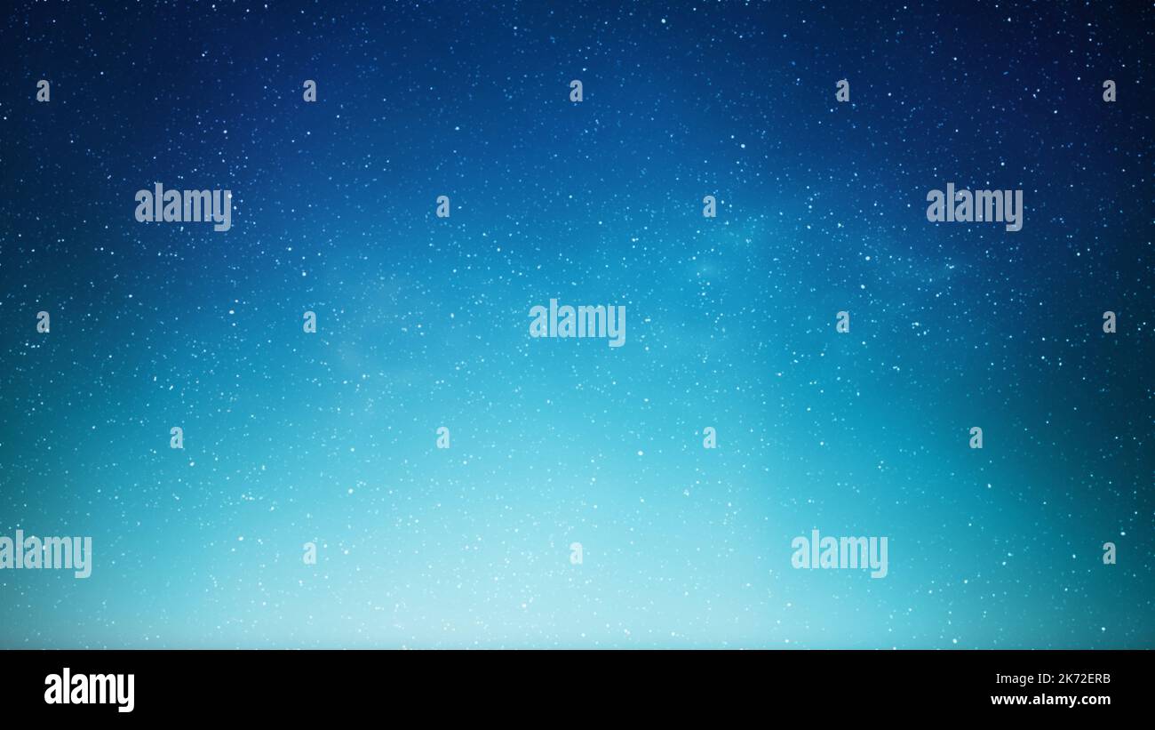Night starry sky at sunrise. Blue galaxy, horizontal background. 3d ...
