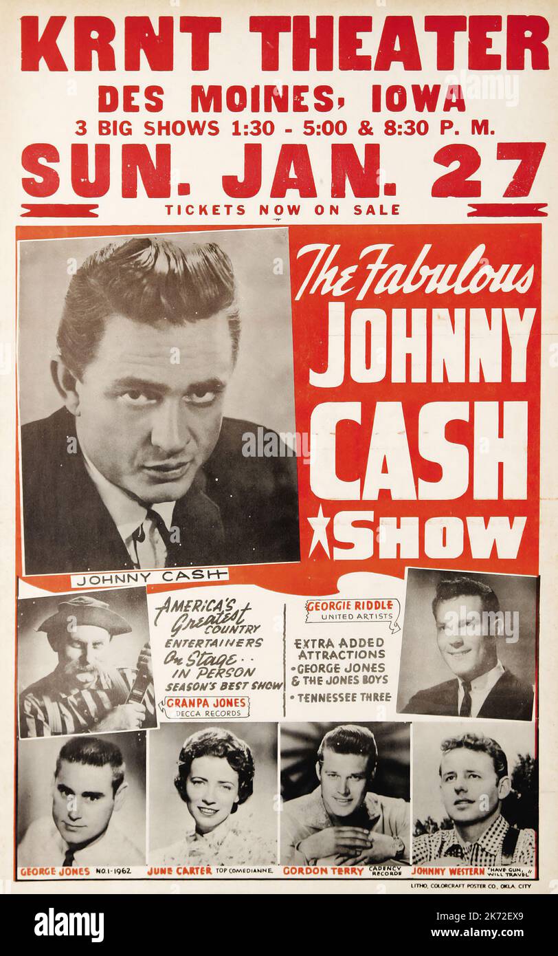 KRNT Theater - Johnny Cash show - Concert Poster (1963 Stock Photo - Alamy