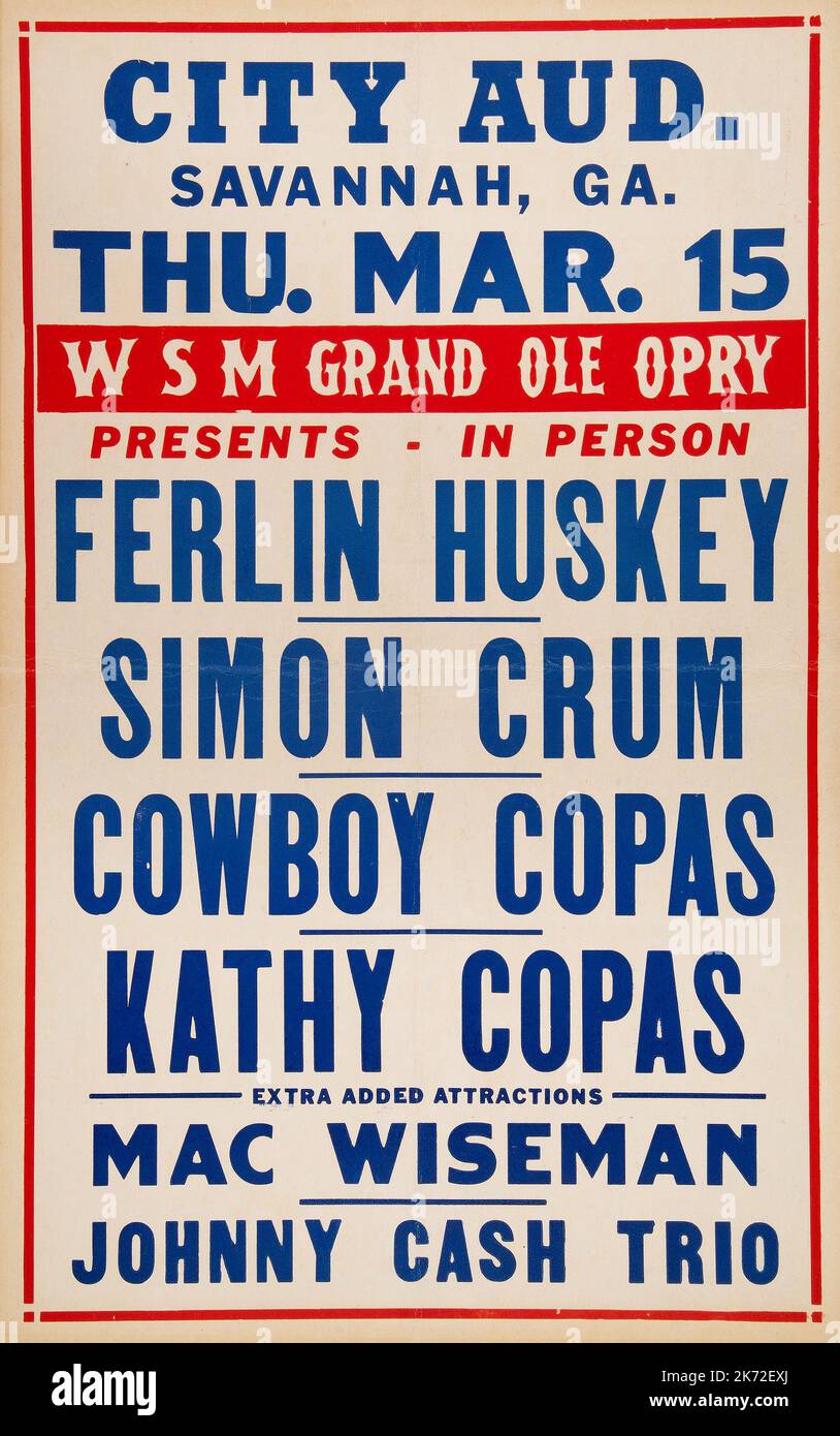 WSM Grand Ole Opry - Johnny Cash Trio, early 1956 Bottom-Billed Concert ...