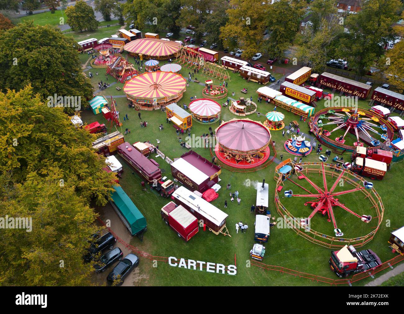 An aerial view of Carters Steam Fair in Prospect Park in Reading. The ...