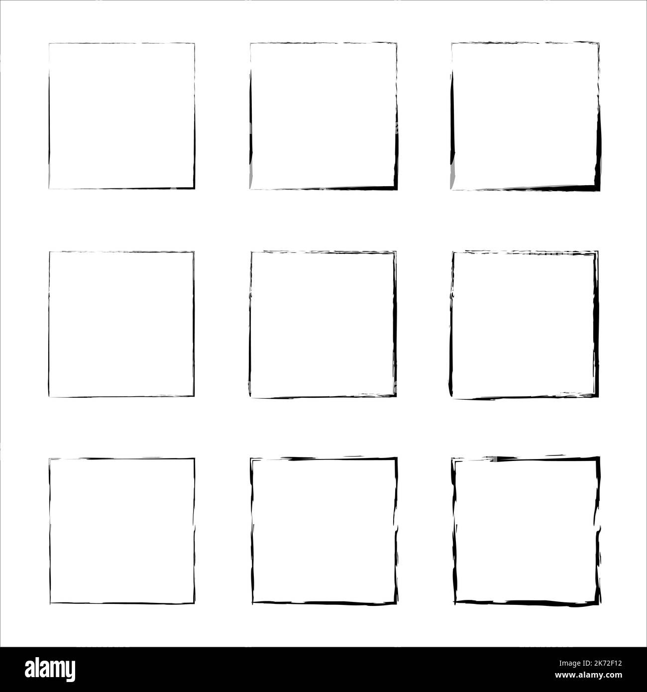 Hand drawn frames. Vector black painted squares. Grunge style set of ...