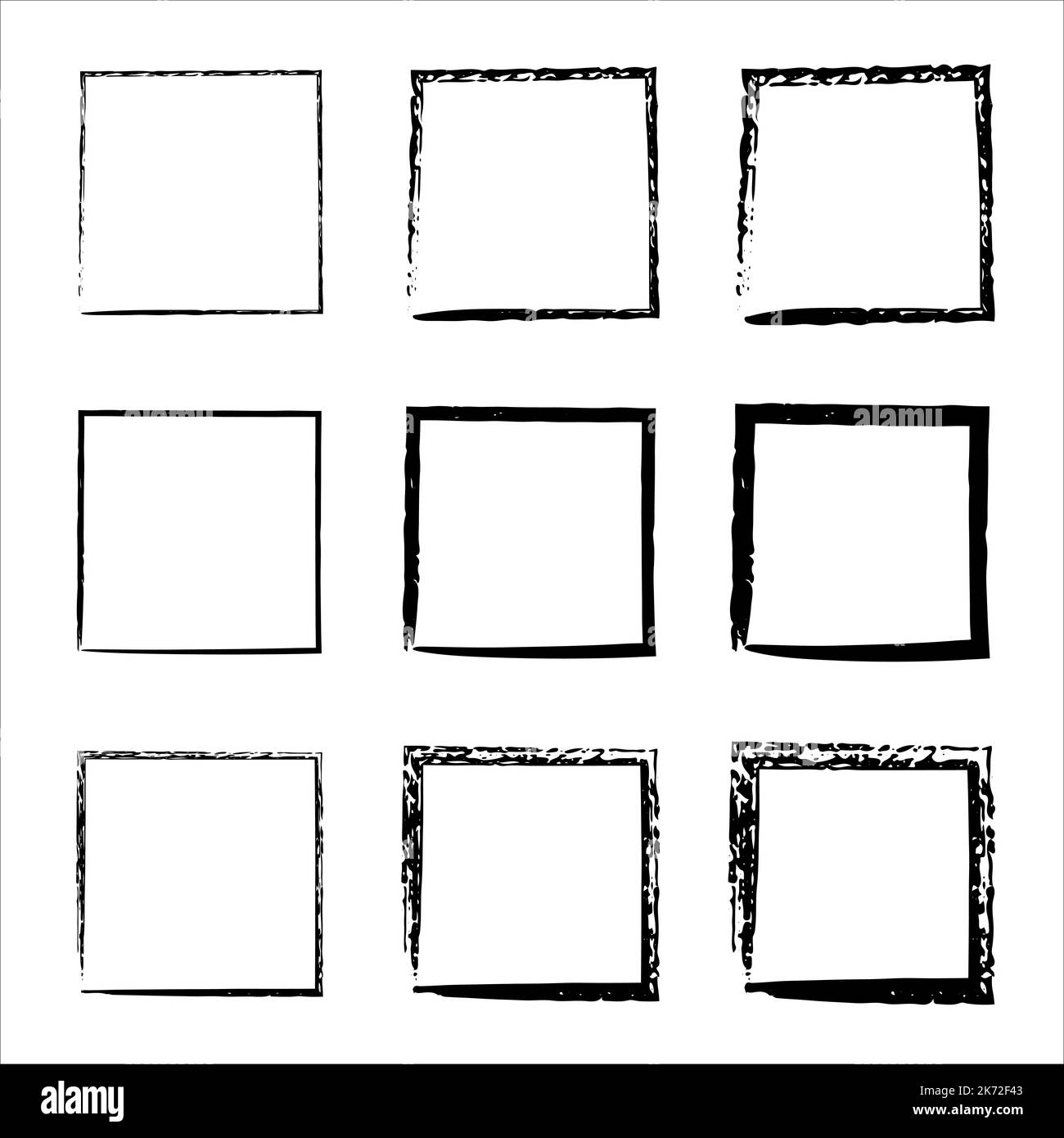 Rectangular vector frame. Grunge ink illustration. Set of design ...