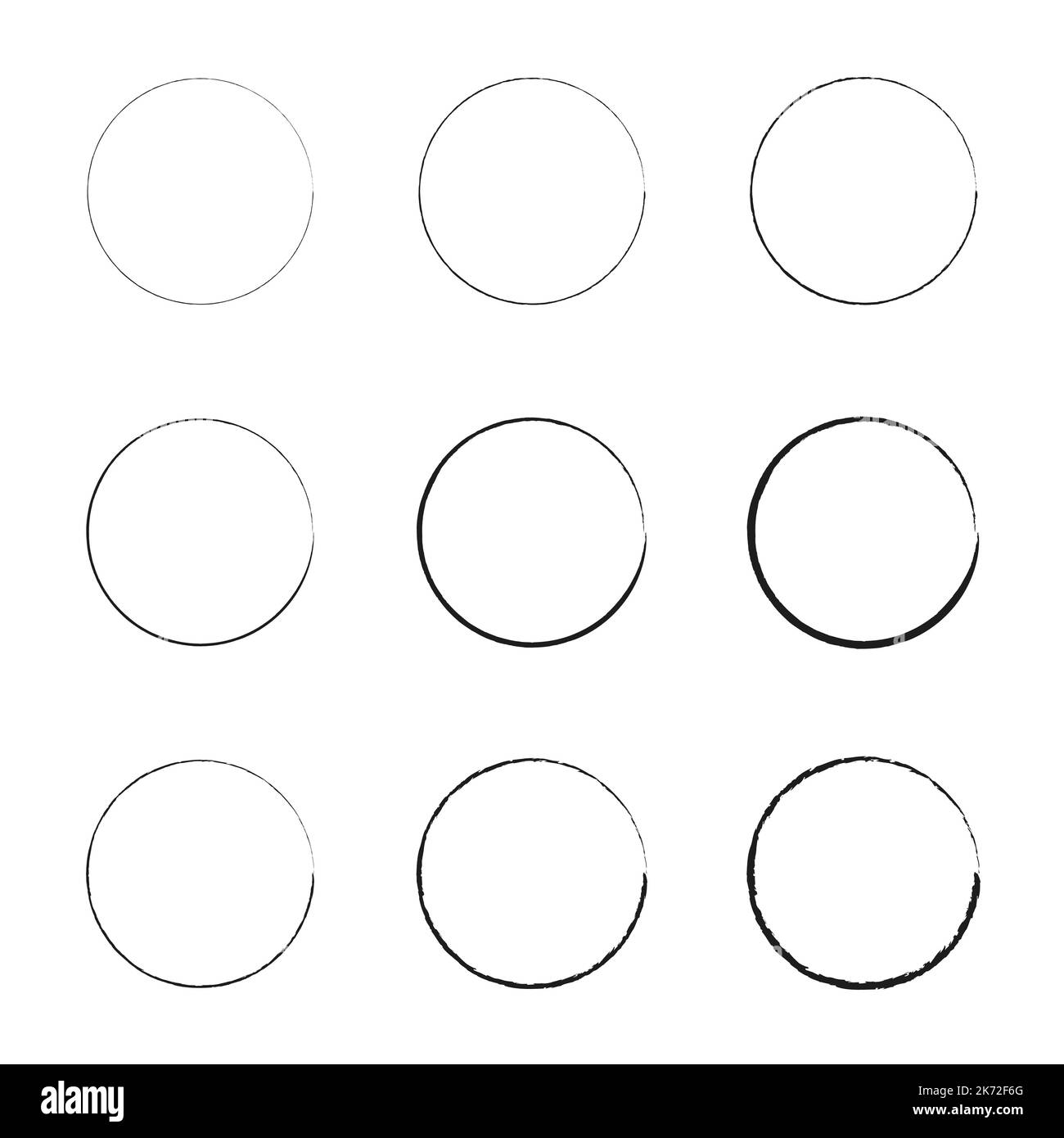 Set of black circles. Sketch hand drawn. Speed lines in circle form ...