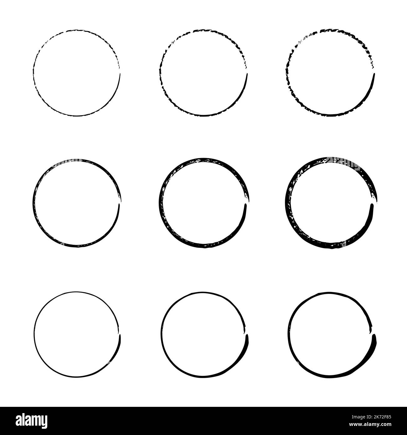 Super set of circles lines. Rounds scribble line circles. Simple hand ...