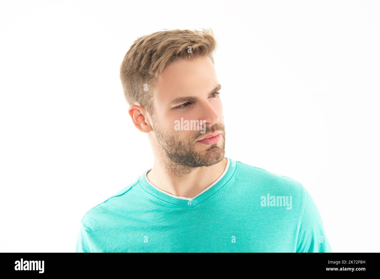 portrait of handsome unshaven man skincare. studio shot portrait of ...