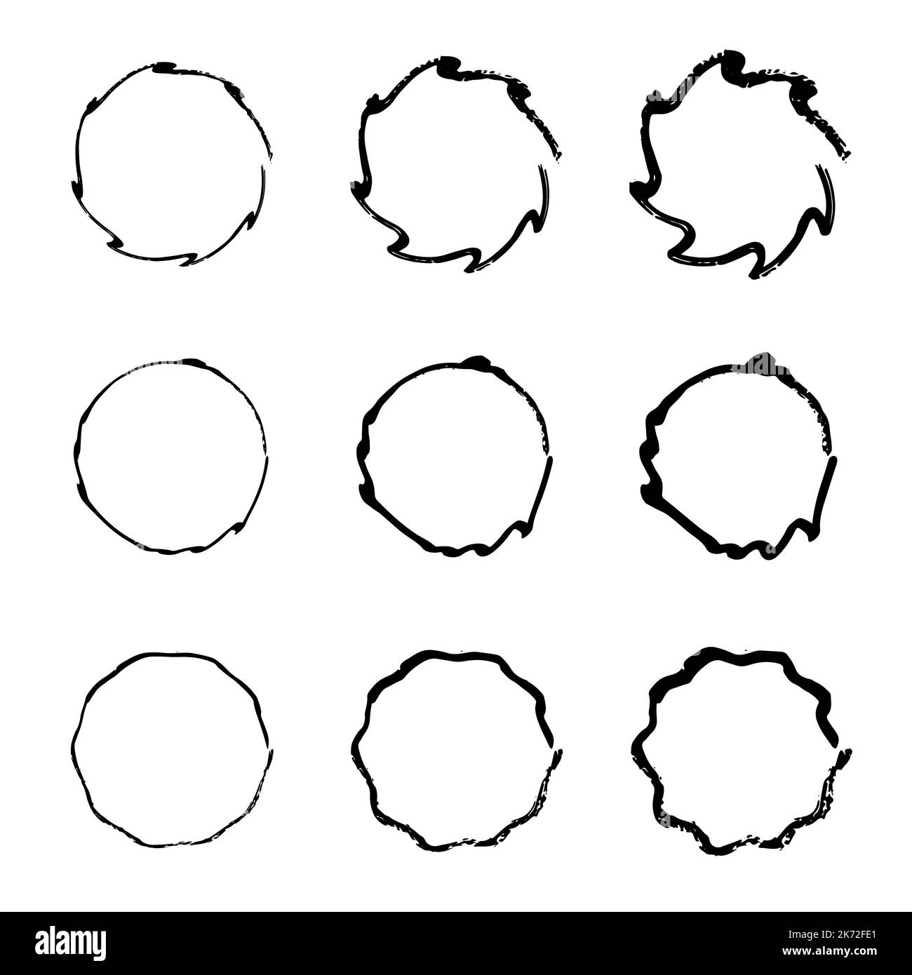 Hand drawn set of objects. Vector grunge round shapes. Ideal for ...