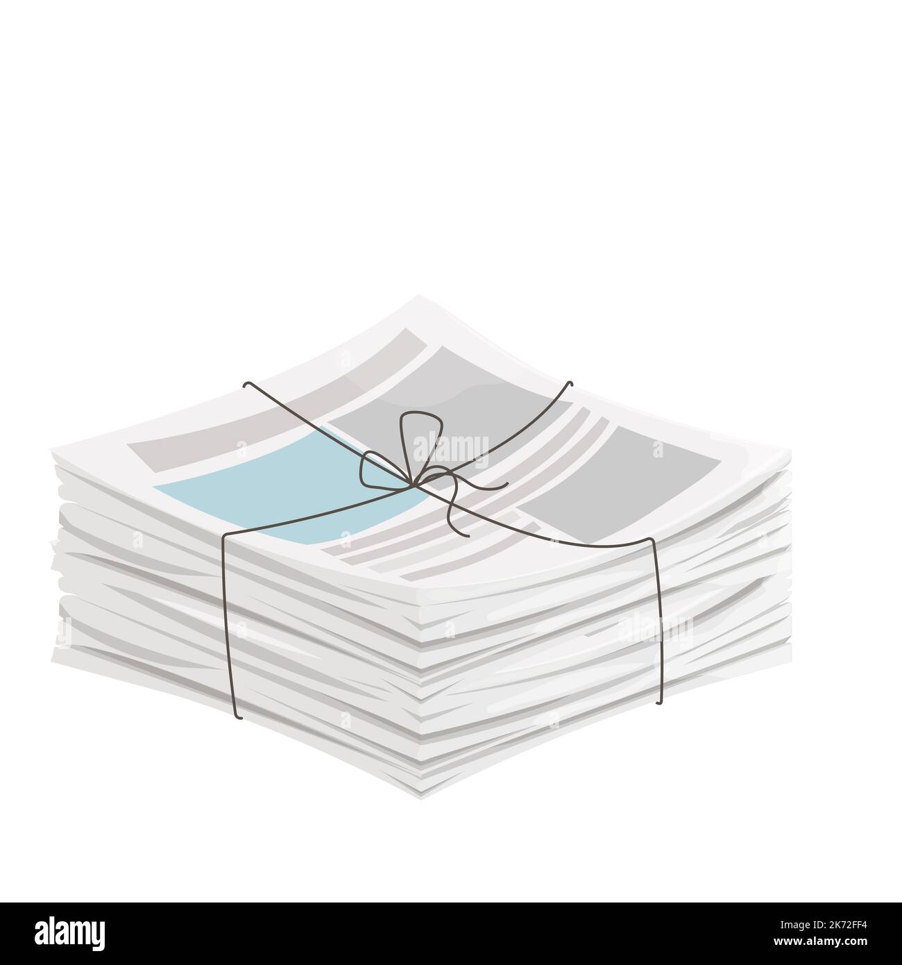 Newspaper pile, stack of magazine with rope in cartoon style isolated ...