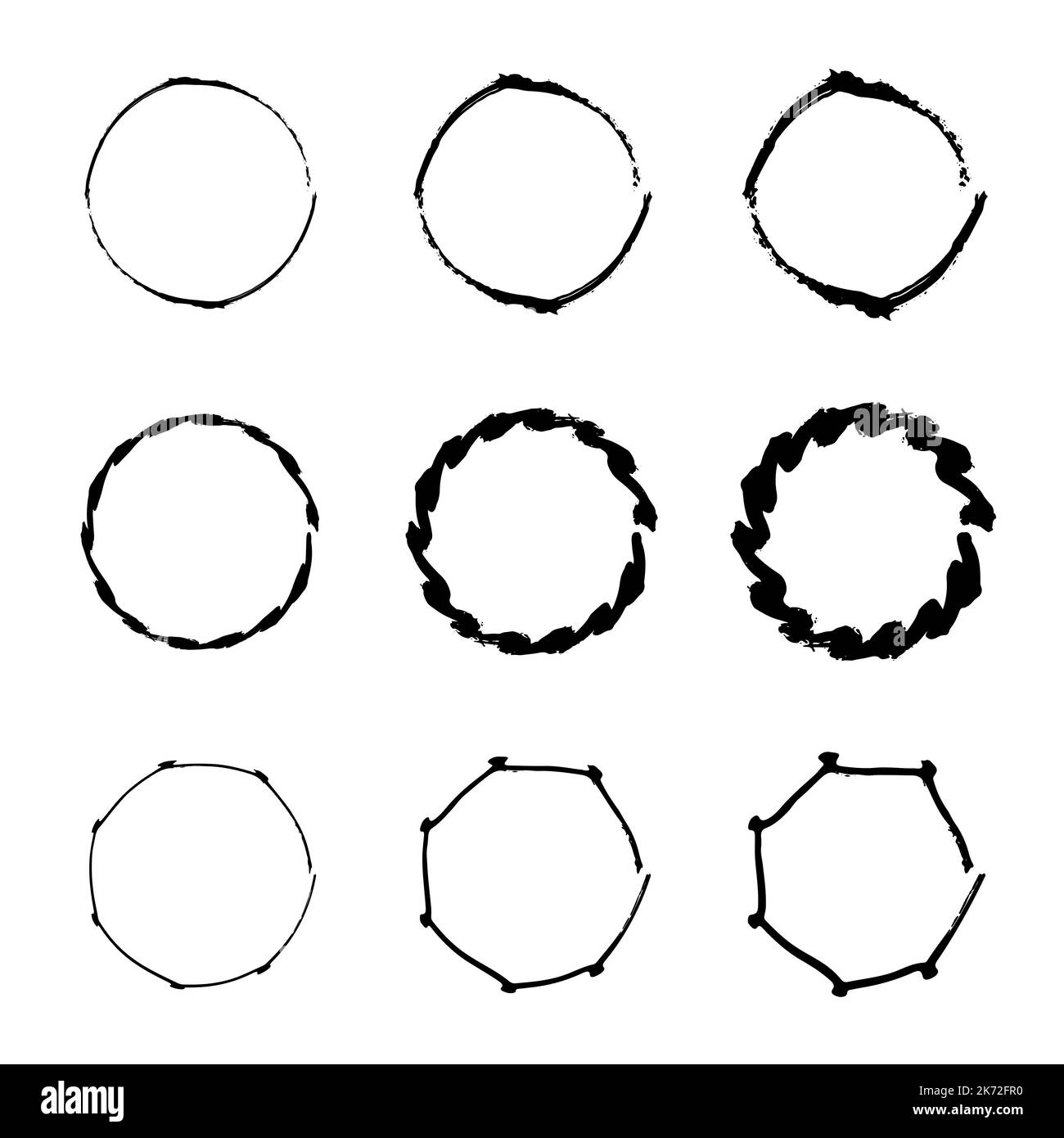 Hand drawn circles sketch. Vector grunge round shapes. Simple hand ...