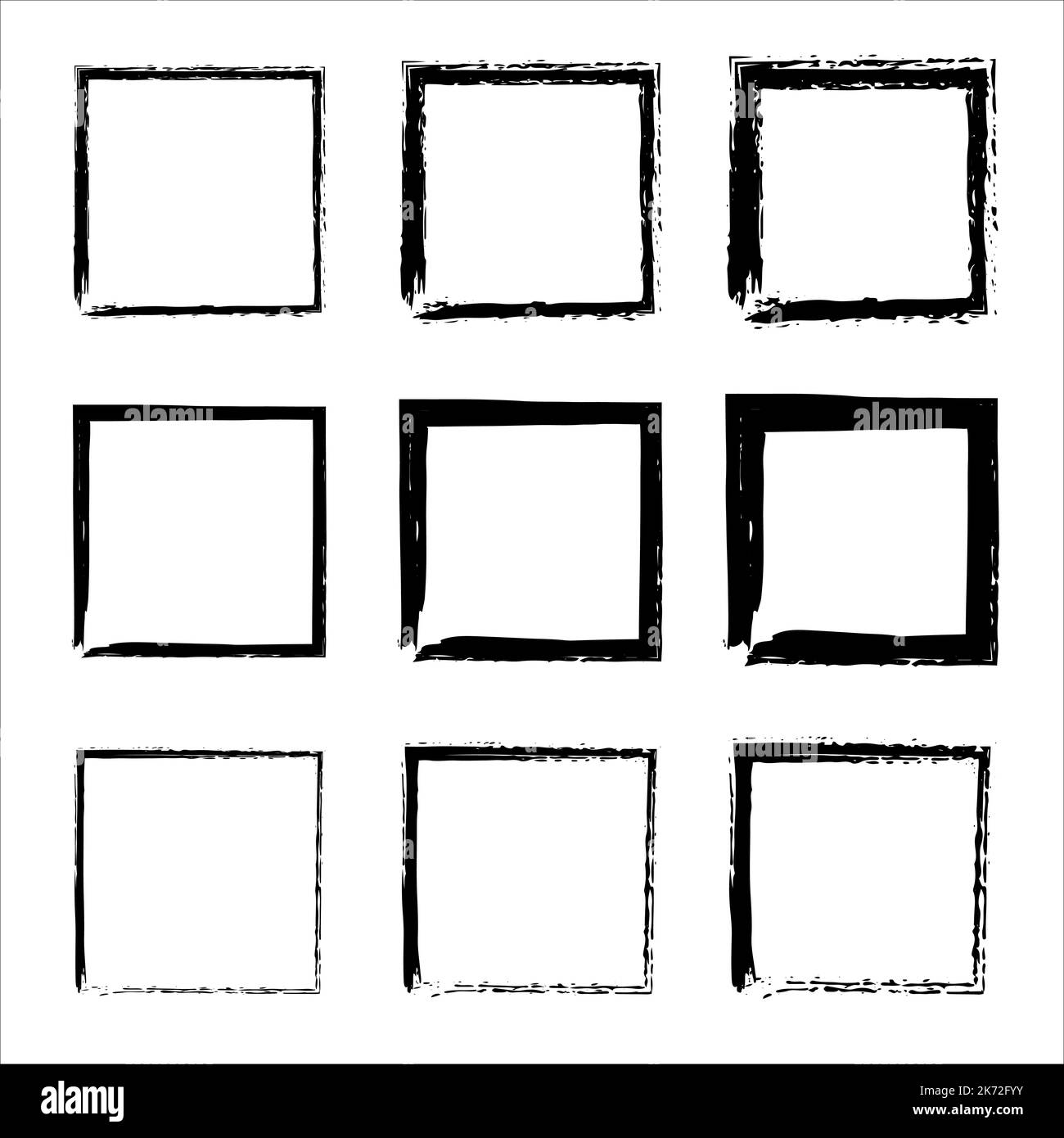 Hand Drawn Frames Black Square Shape Borders Rectangular Shapes Stock Vector Image And Art Alamy