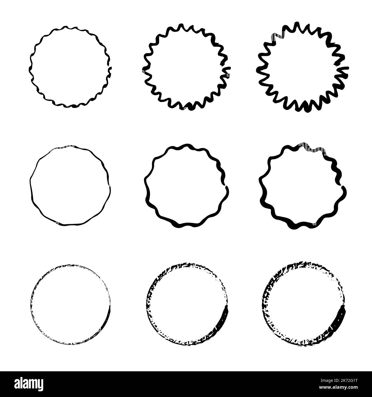 Hand drawn circles sketch frame set. Rounds scribble line circles. Ideal for vintage label ...