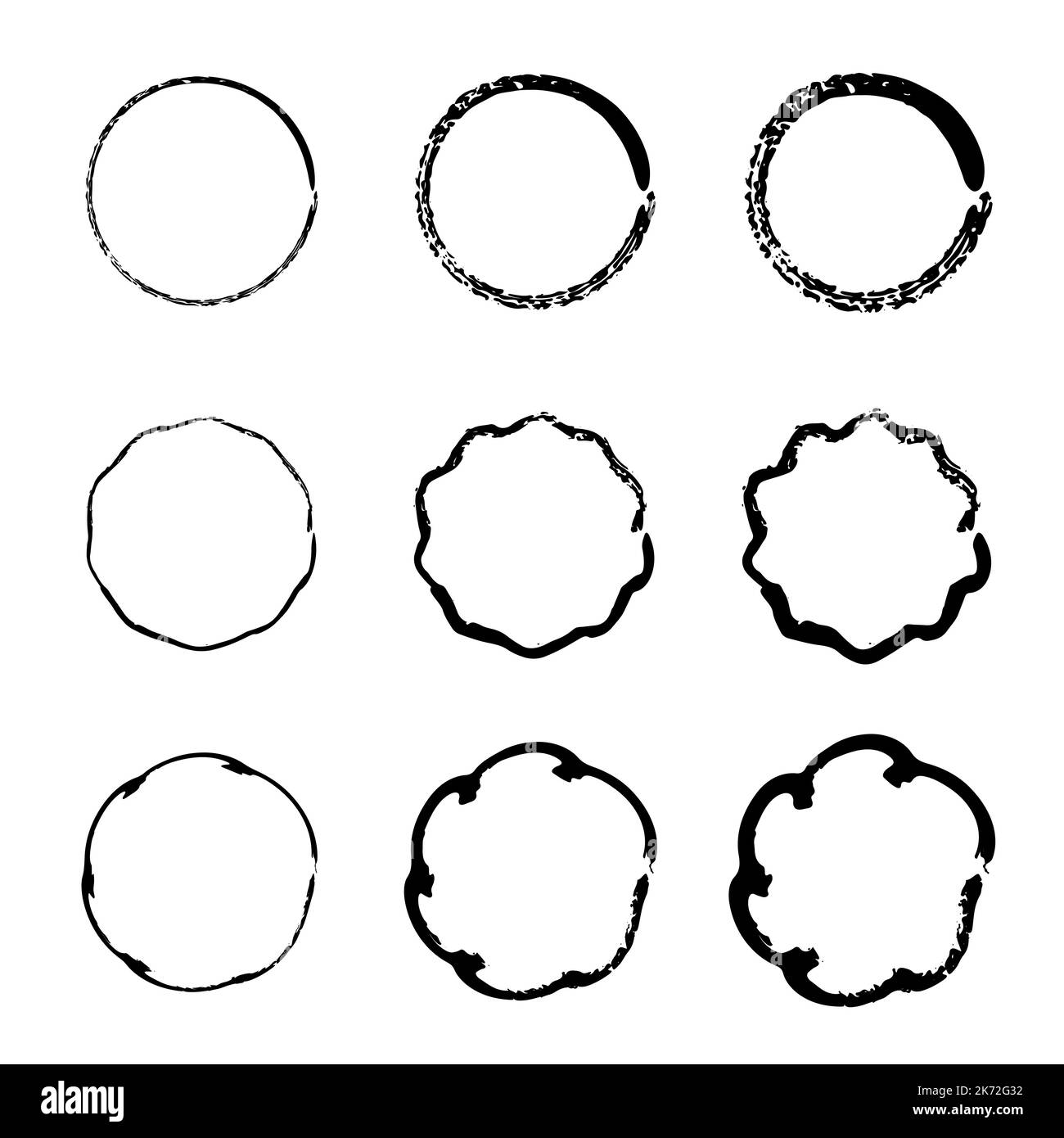 Set of black circles. Rounds scribble line circles. Ideal for vintage ...