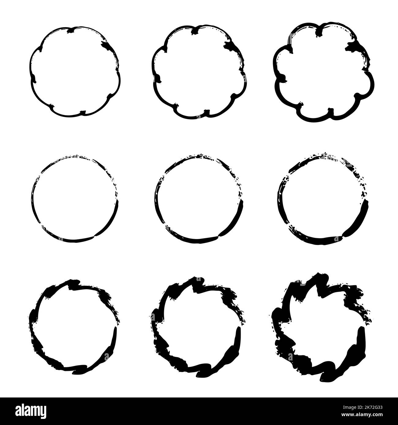 Set of grunge circles. Rounds scribble line circles. Speed lines in ...